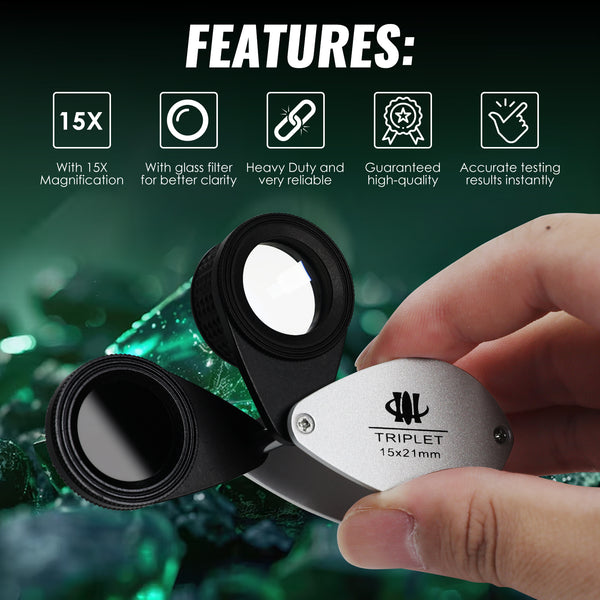 TK459PLUS 2-in-1 15X Magnification Gem Tool Jadeite Filter Magnifier L – Tekcoplus Ltd.