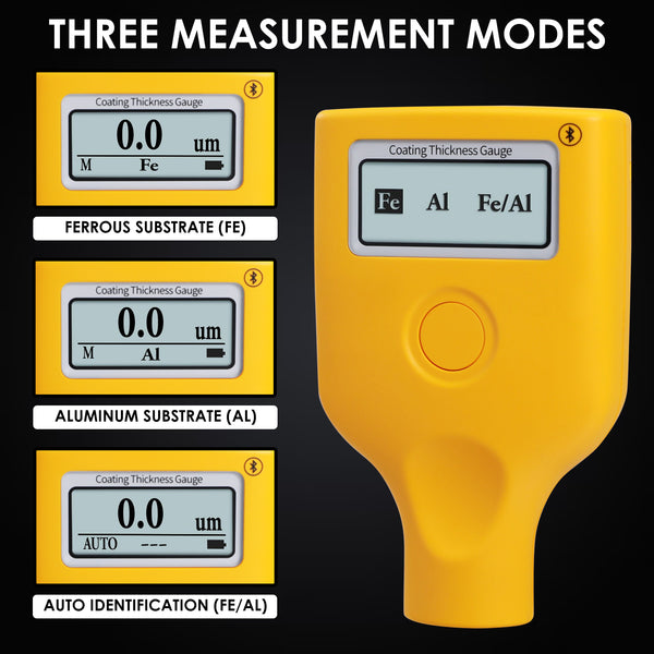 TK407PLUS Digital Dual Display Paint Thickness Meter Fe/NFe Depth Coat ...