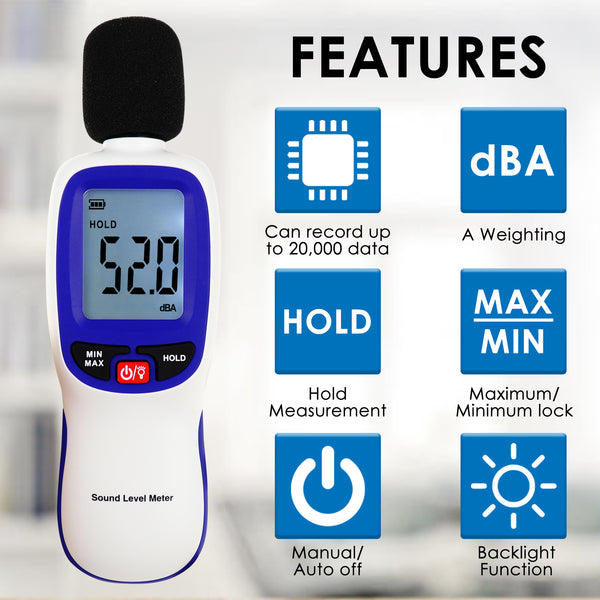 TK379PLUS Digital Decibel Meter SPL Datalogger Sound Level Meter with ...