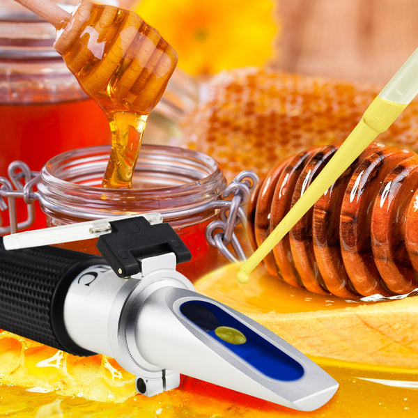 RETK-73 Honey Brix Baume Tri-scale Refractometer ATC, 58-90% Brix, 38 ...
