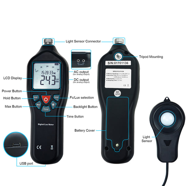 LUX-28 Digital Light Lux Meter Instrument Measurement Range 0 to ...