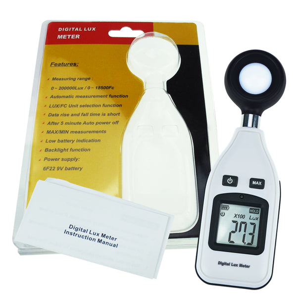 LUTK-145 Digital Light Mini Lux Meter Range 0~200,000 LUX / 0~18,500 FC ...